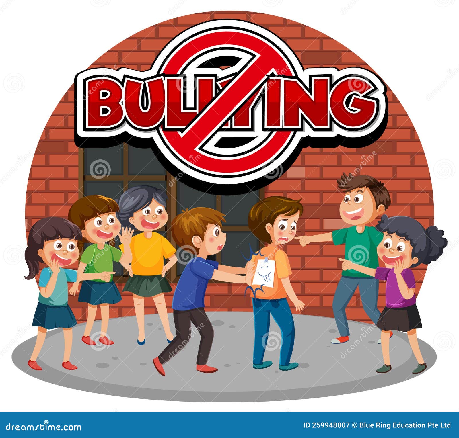 Stop Bullying Text with Cartoon Character Stock Vector - Illustration ...