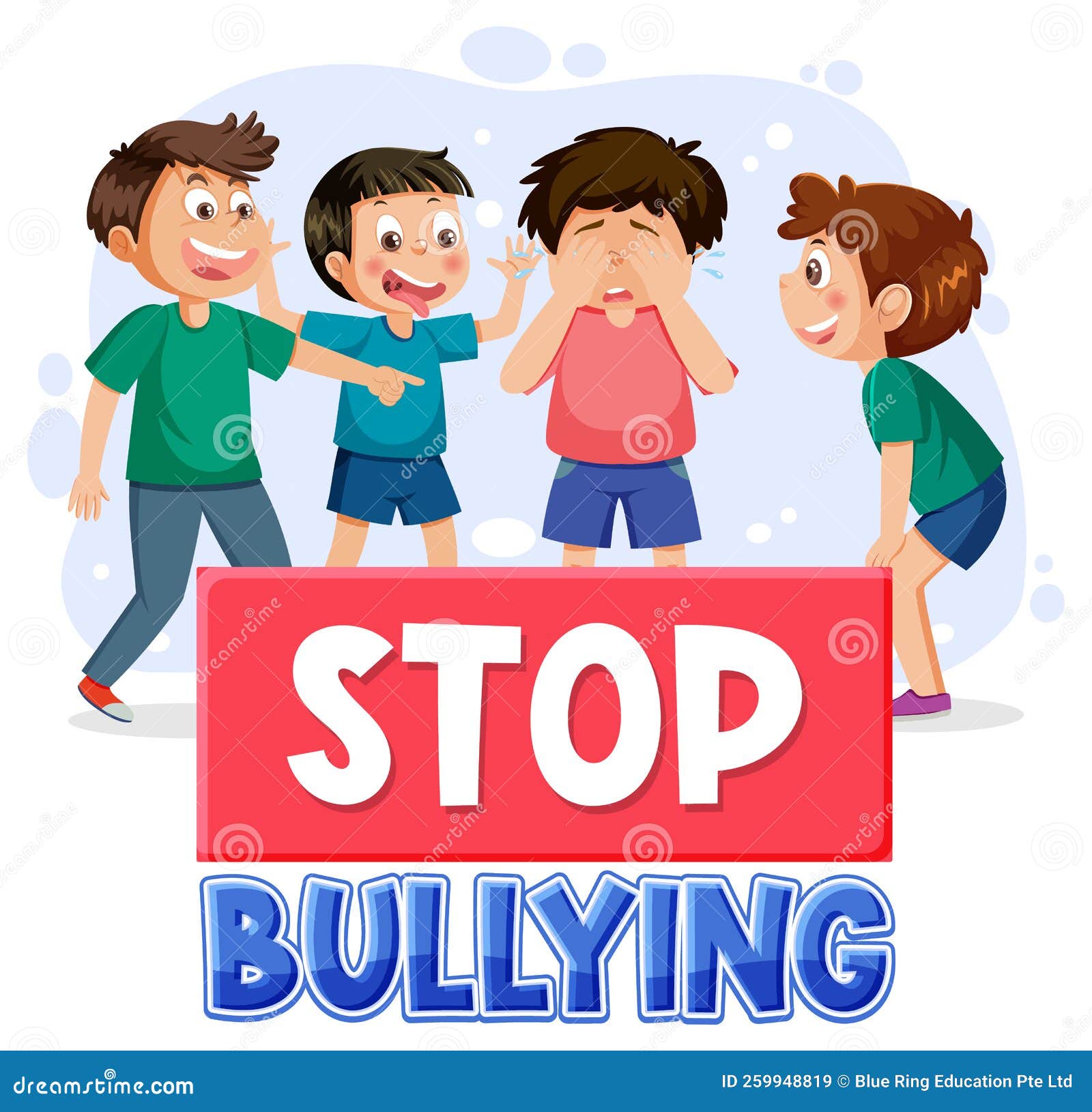 Stop Bullying Text with Cartoon Character Stock Vector - Illustration ...