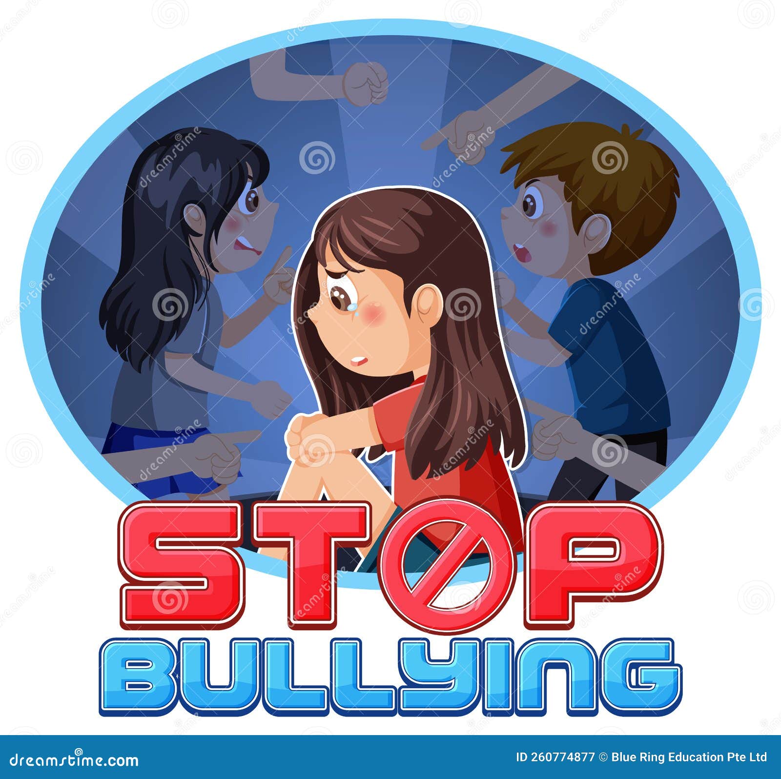 Stop Bullying Text with Cartoon Character Stock Vector - Illustration ...