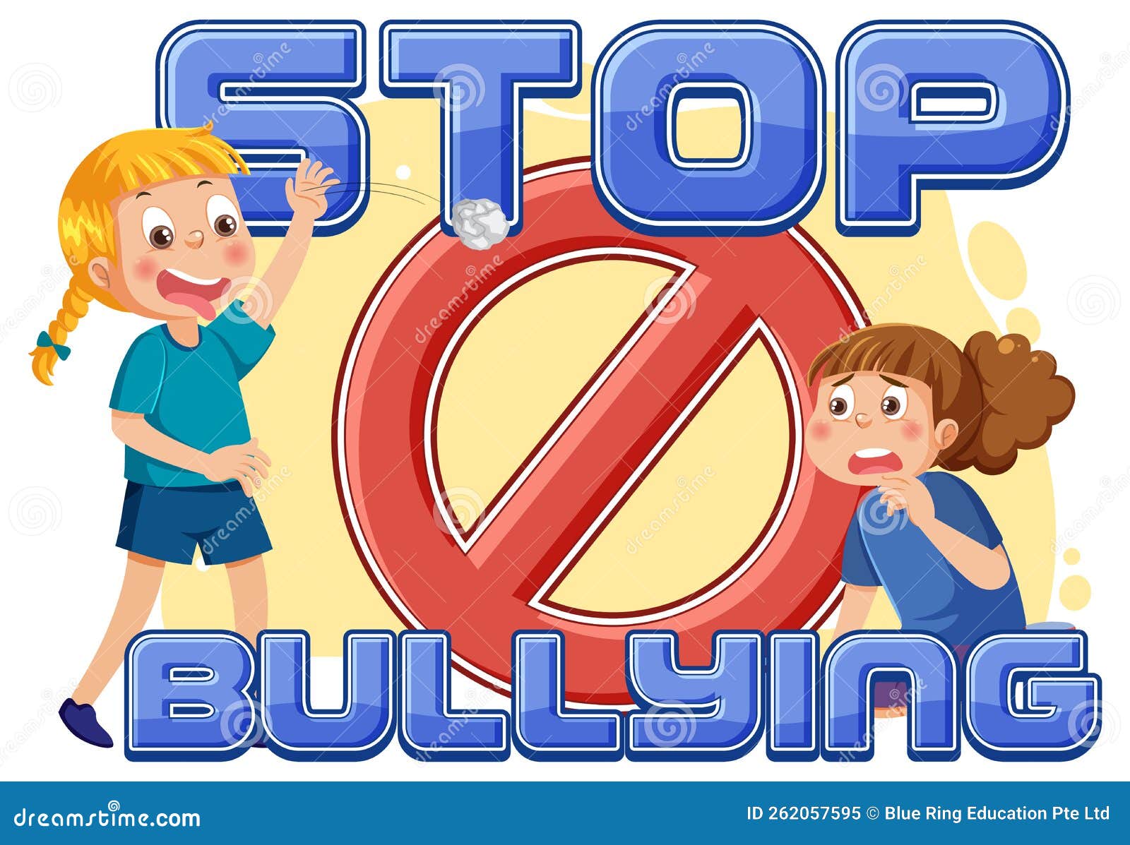 Stop Bullying Text with Cartoon Character Stock Vector - Illustration ...