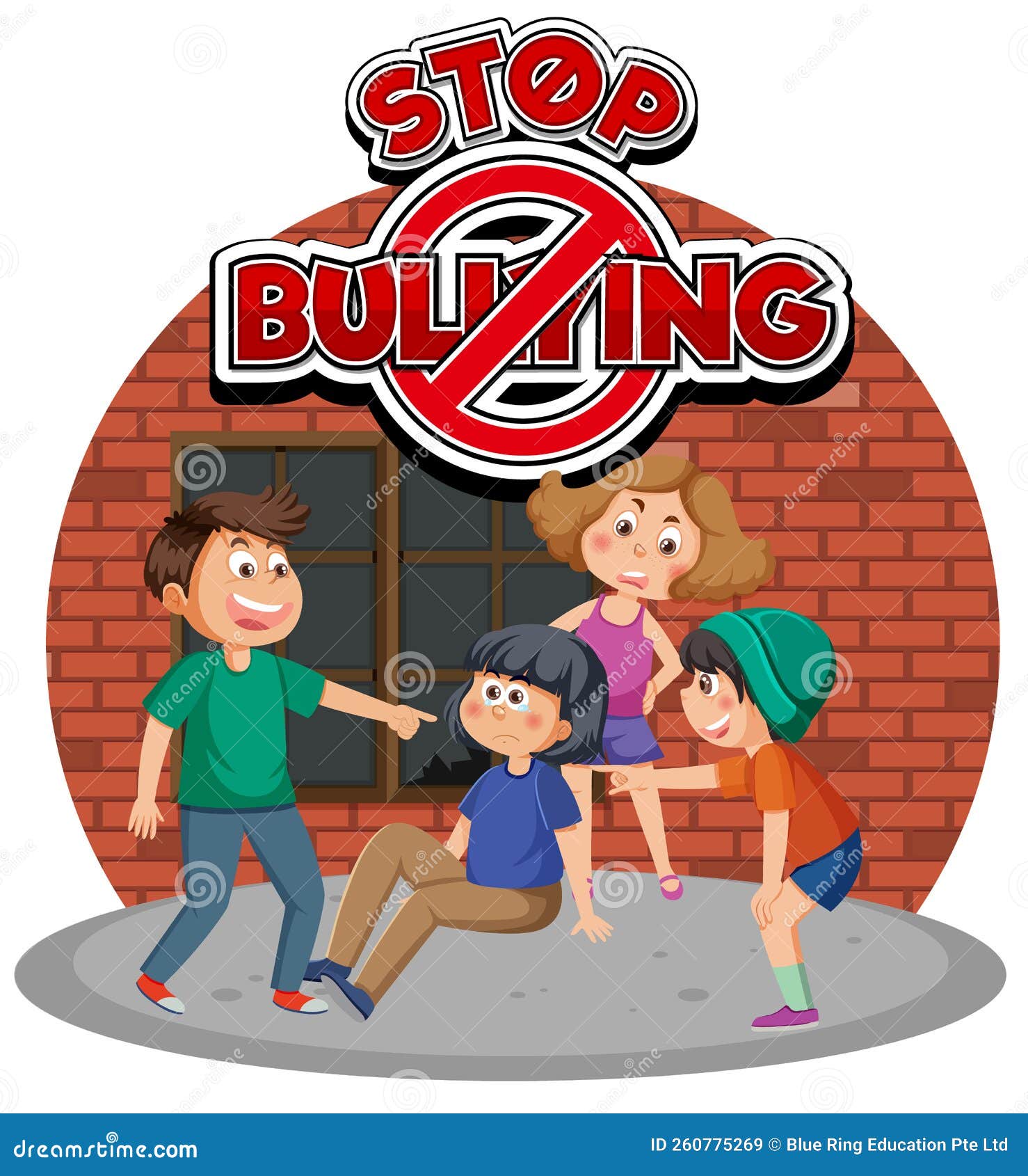 Stop Bullying Text with School Kids Stock Vector - Illustration of ...