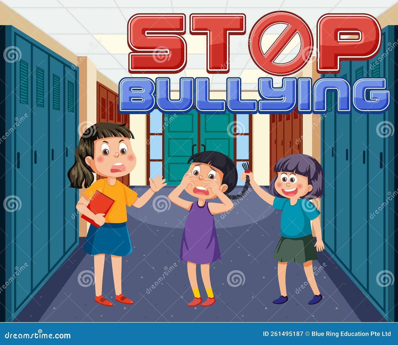 Stop Bullying Text with School Kids Stock Vector - Illustration of ...
