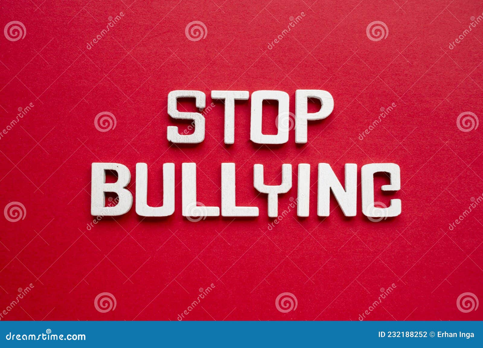 Stop Bullying White Words on Red Background, Top View Stock Photo ...