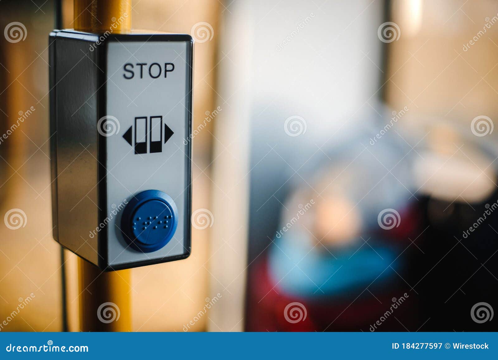 Stop button in the bus stock image. Image of british - 184277597