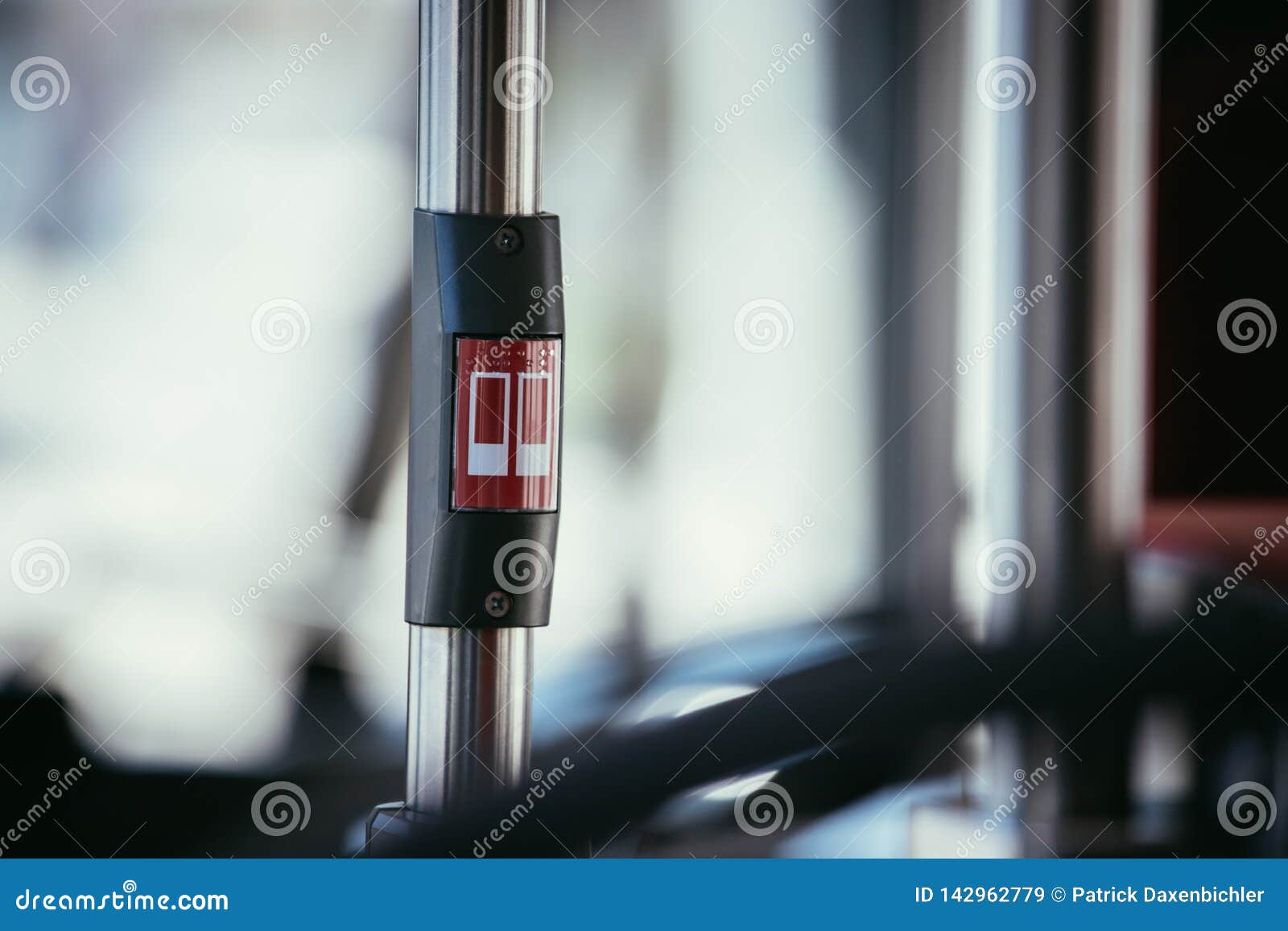 Stop Button in a Bus, Public Transport, Blurry Stock Image - Image of ...