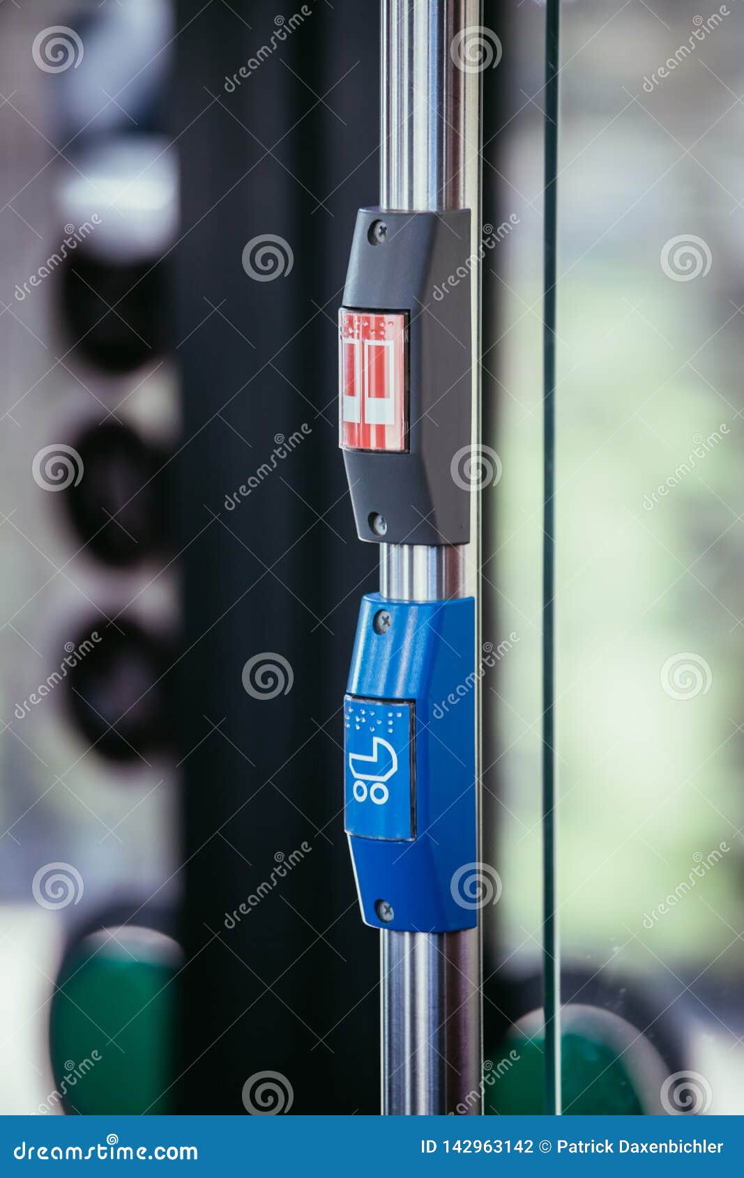 Stop Button in a Bus, Public Transport, Blurry Stock Photo - Image of ...