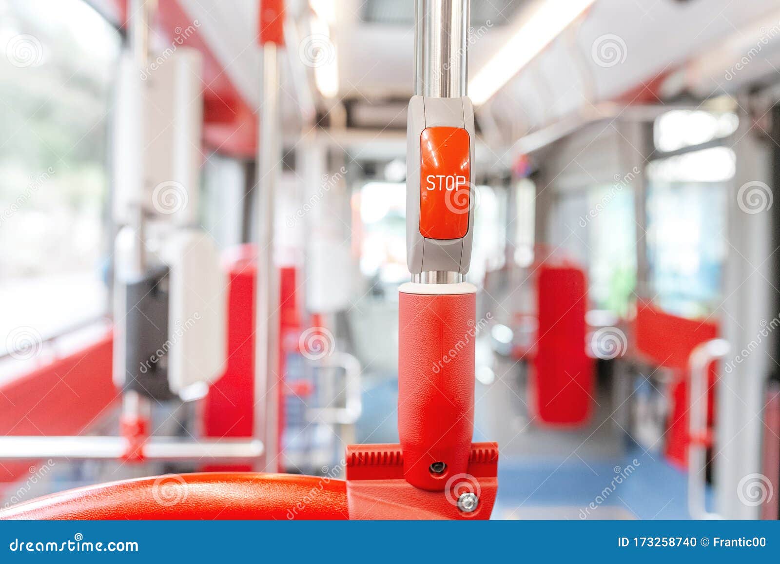 Stop button on a Bus stock photo. Image of commuter - 173258740