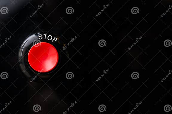 Stop Button Circle Red Text Black Background Big Bright Round Stock ...