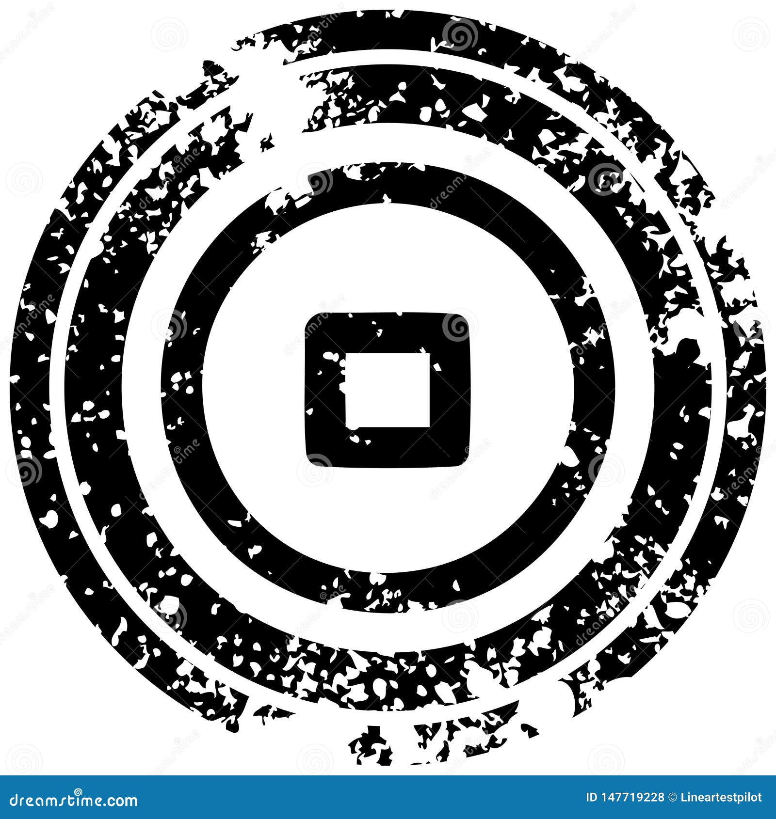 Stop Button Distressed Icon Stock Vector - Illustration of line ...