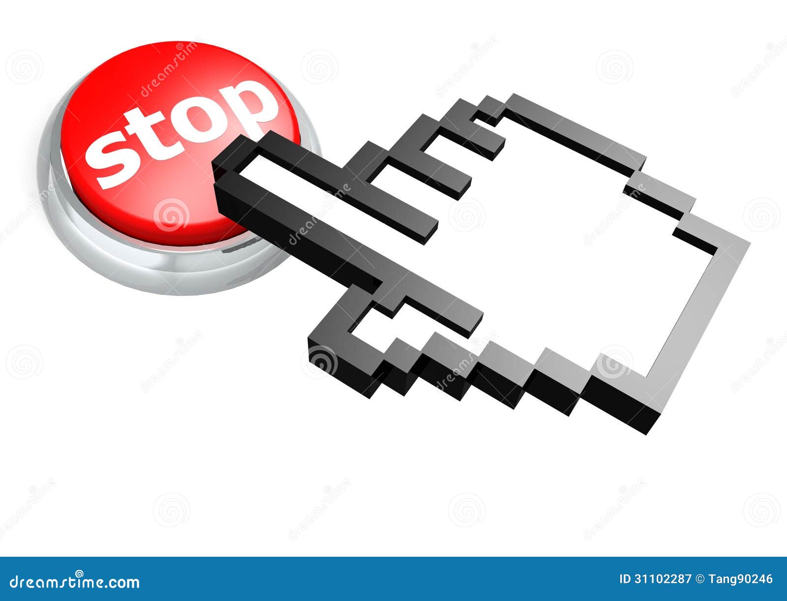 Stop Button with Hand Cursor Stock Illustration - Illustration of ...