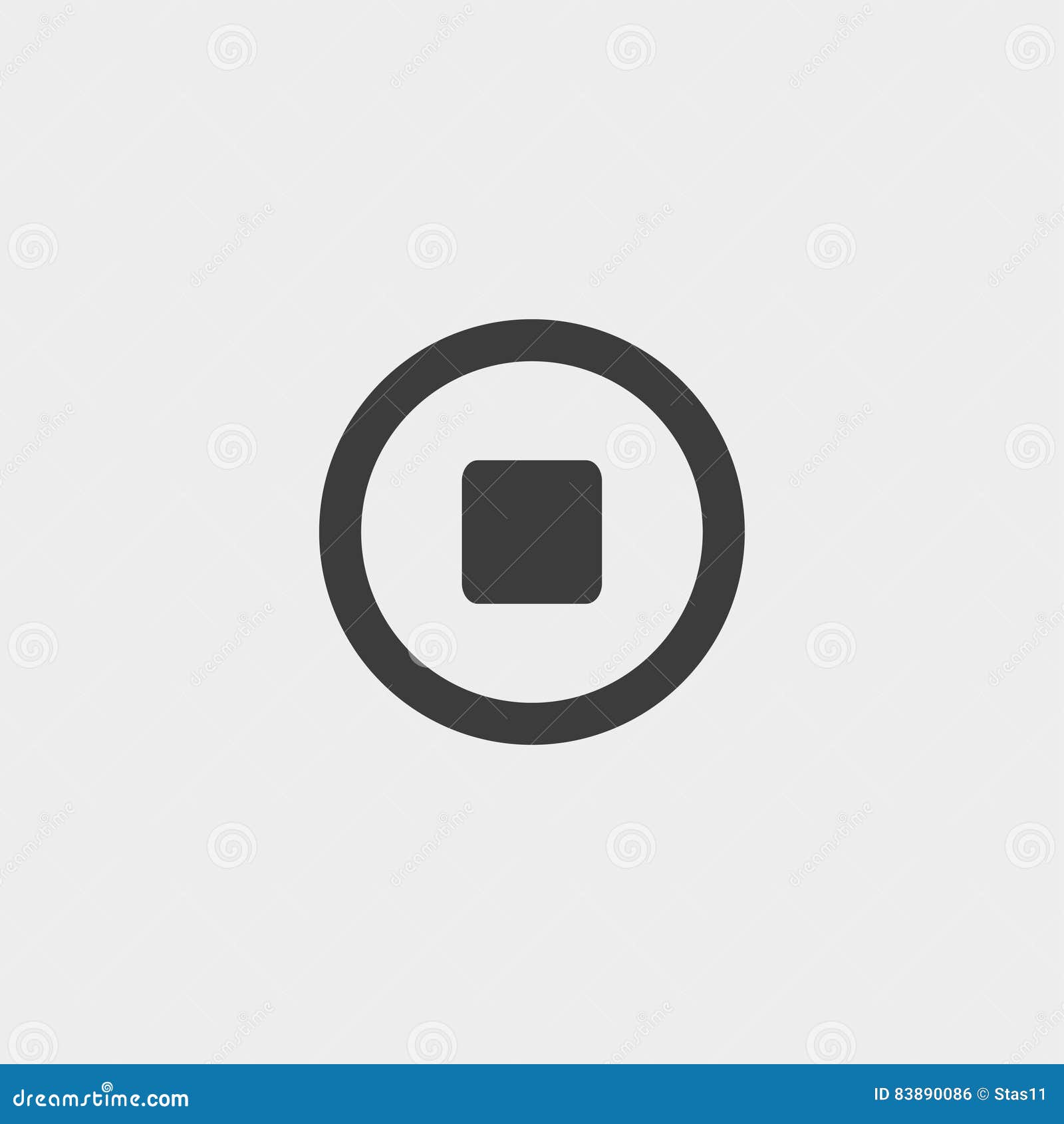 Stop Button Icon in a Flat Design in Black Color. Vector Illustration ...