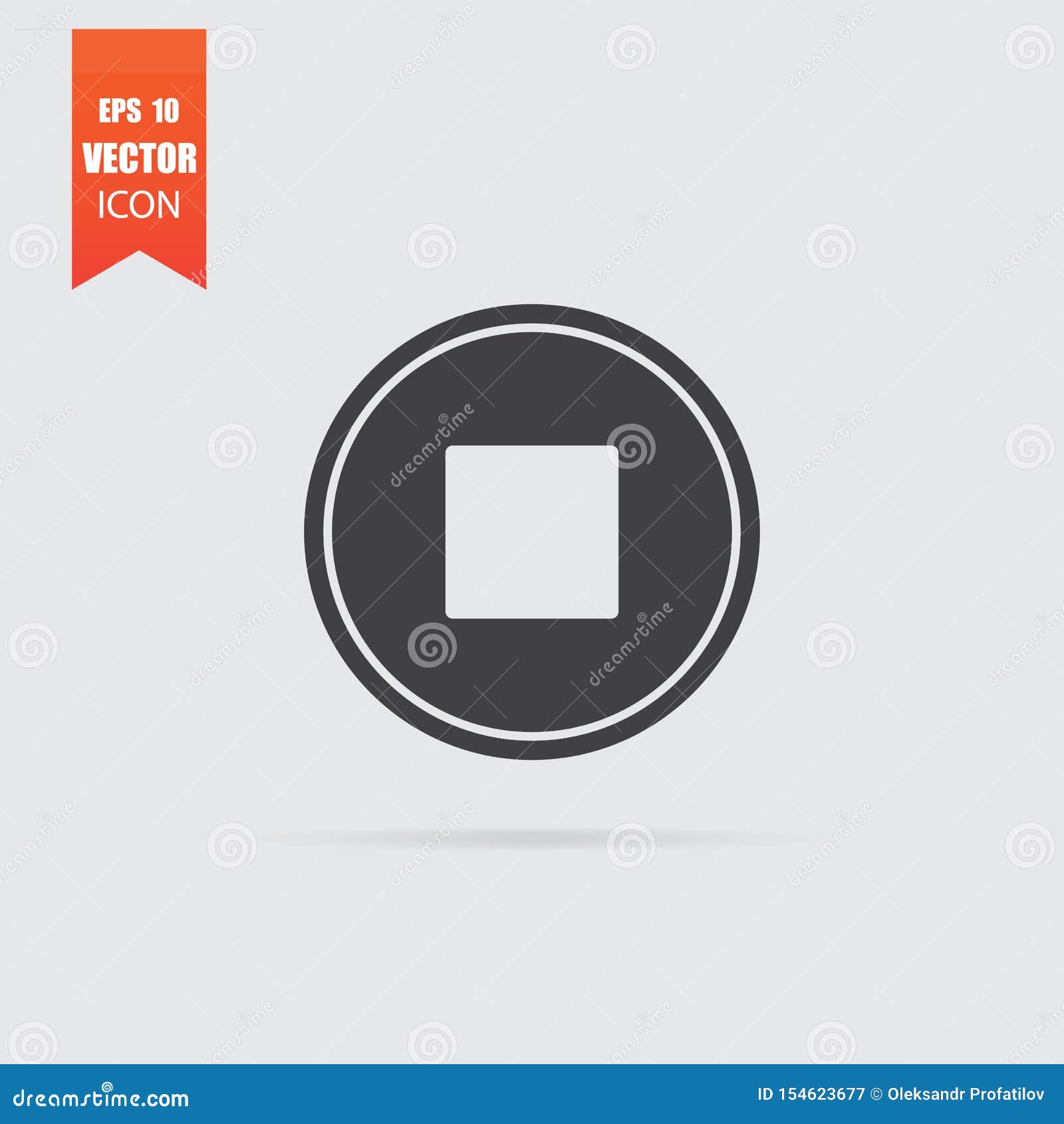 Stop Button Icon in Flat Style Isolated on Grey Background Stock Vector ...