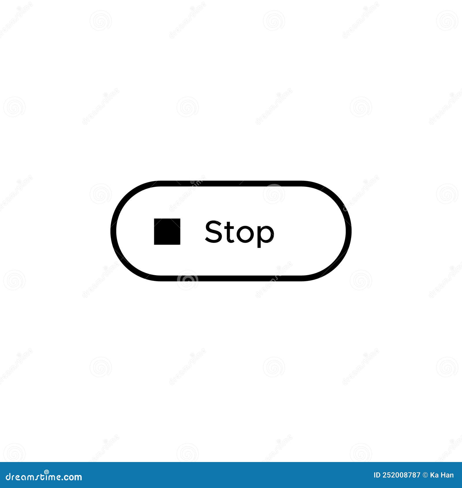 Stop Button Icon Vector in Rectangle Line Button Stock Vector - Illustration of internet ...