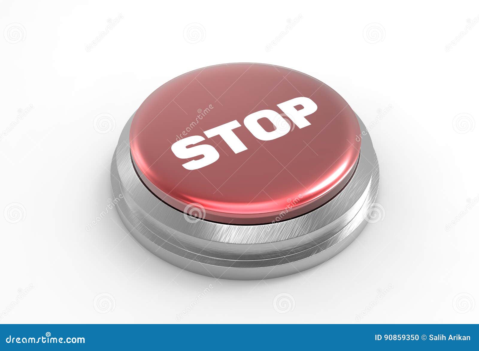 Stop Button Isolated on White Background. 3D Illustrating Stock ...