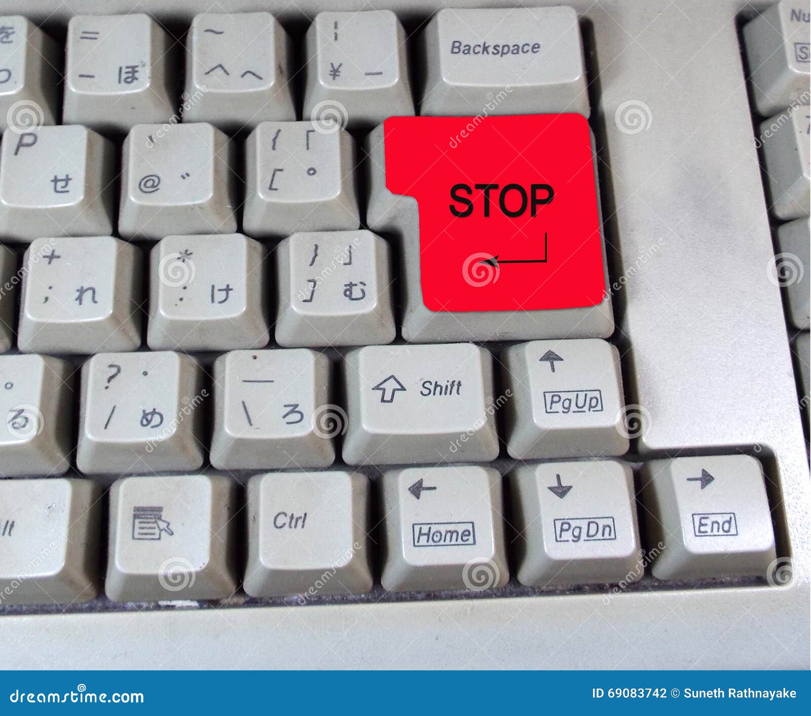 Stop button on keyboard stock photo. Image of danger - 69083742