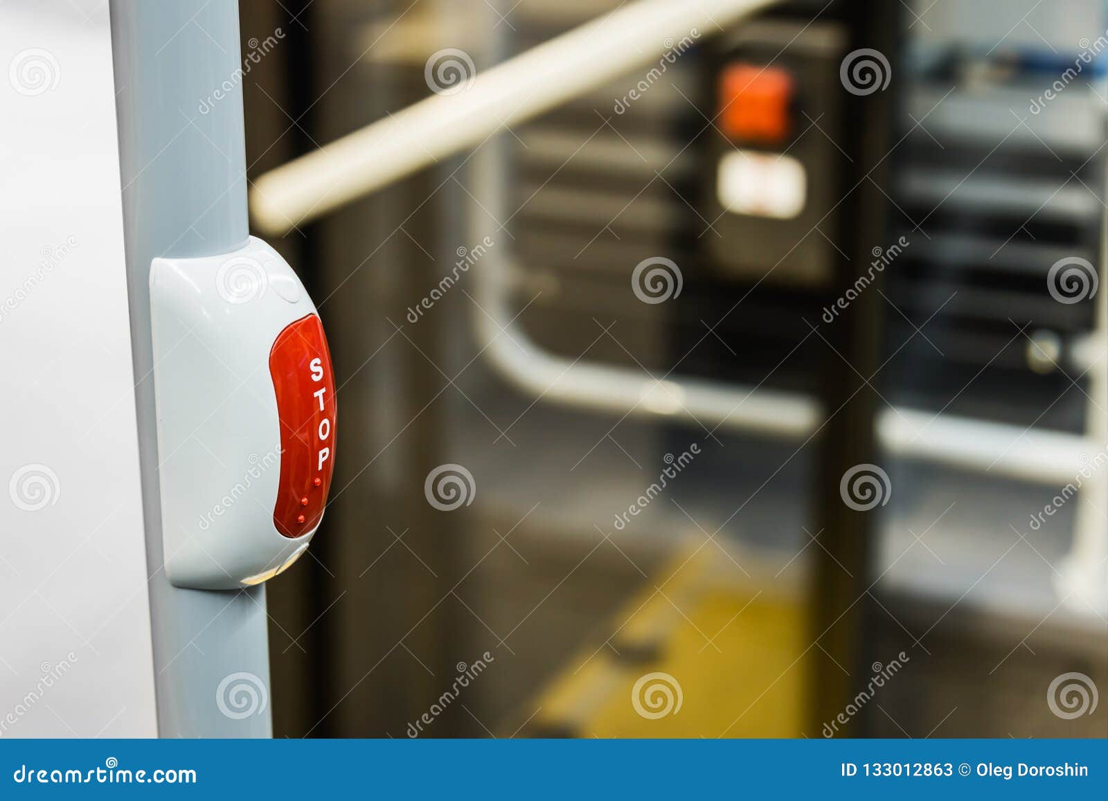 Stop Button Modern and Comfortable Interior of the City Bus Stock Image ...