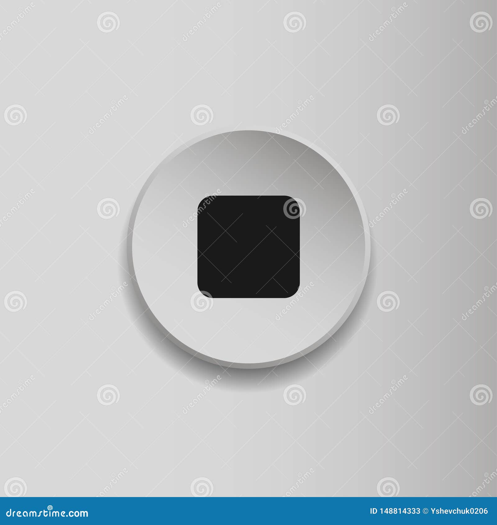 Stop Button Sign. Flat Style Icon on Gray Background. Multimedia Symbol ...