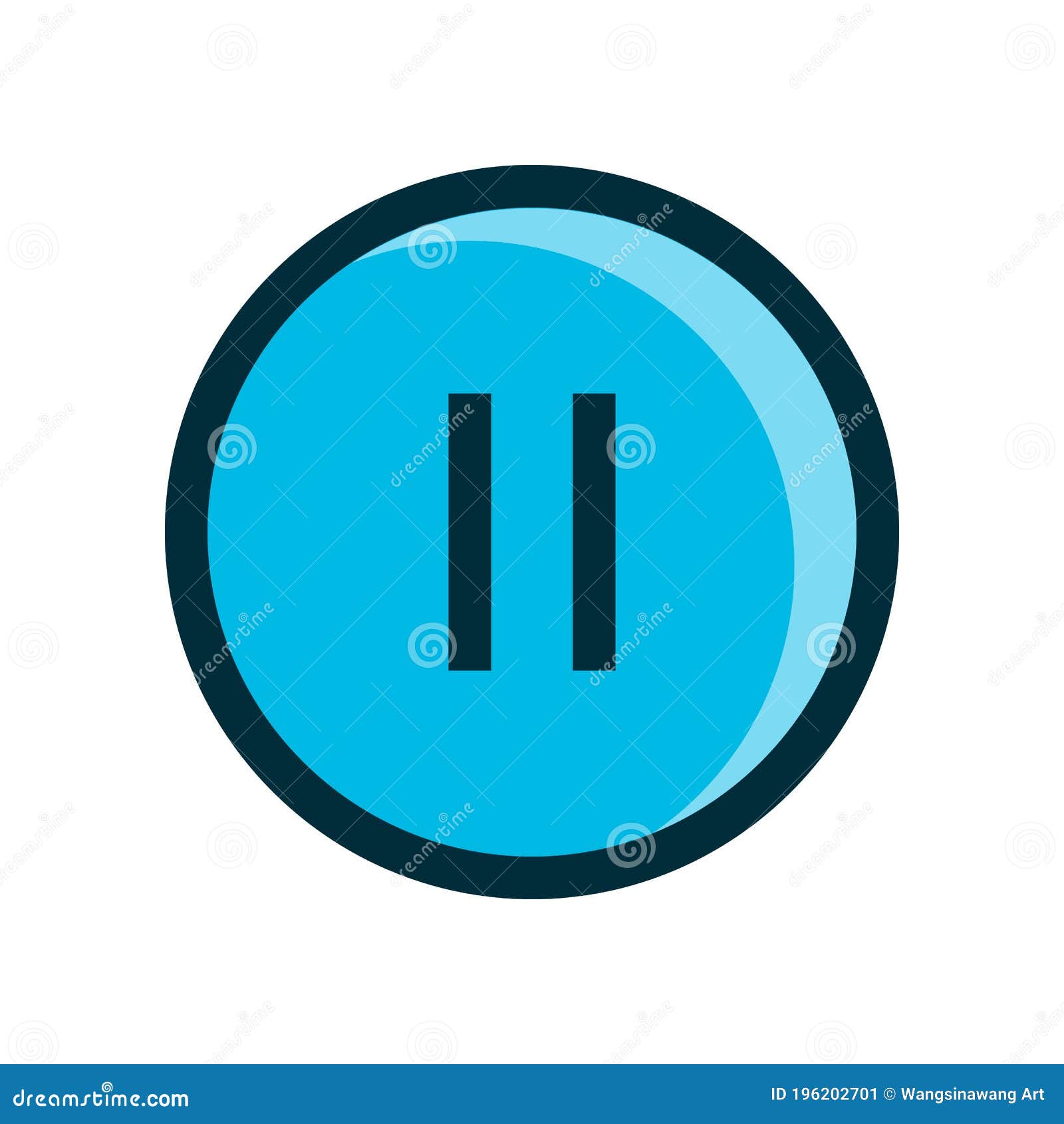 Stop Button Symbol Blue Icon Vector Illustration Isolated on White ...