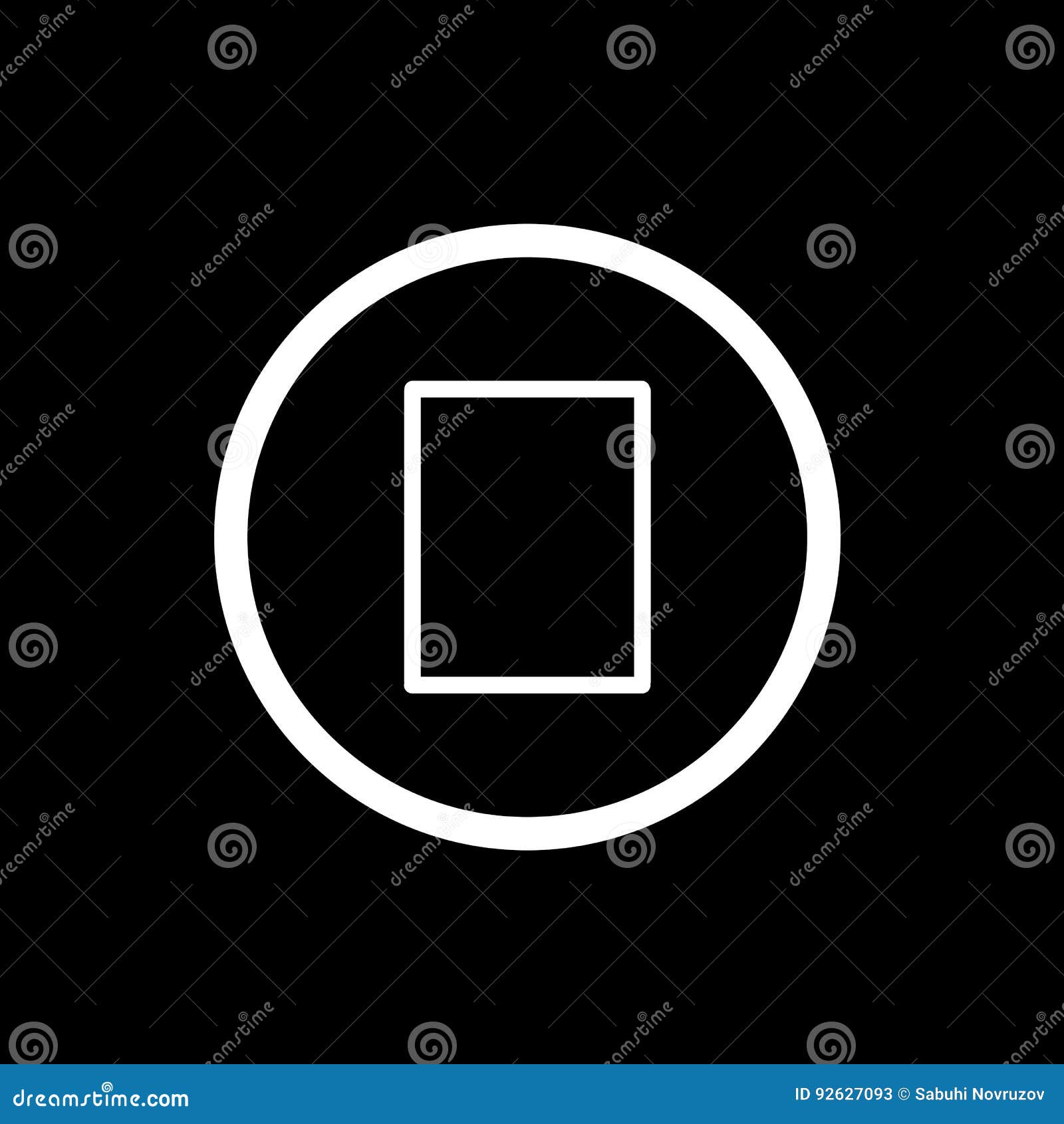 Stop Button. Vector Icon in Linear Style Isolated on Black. Audio or ...