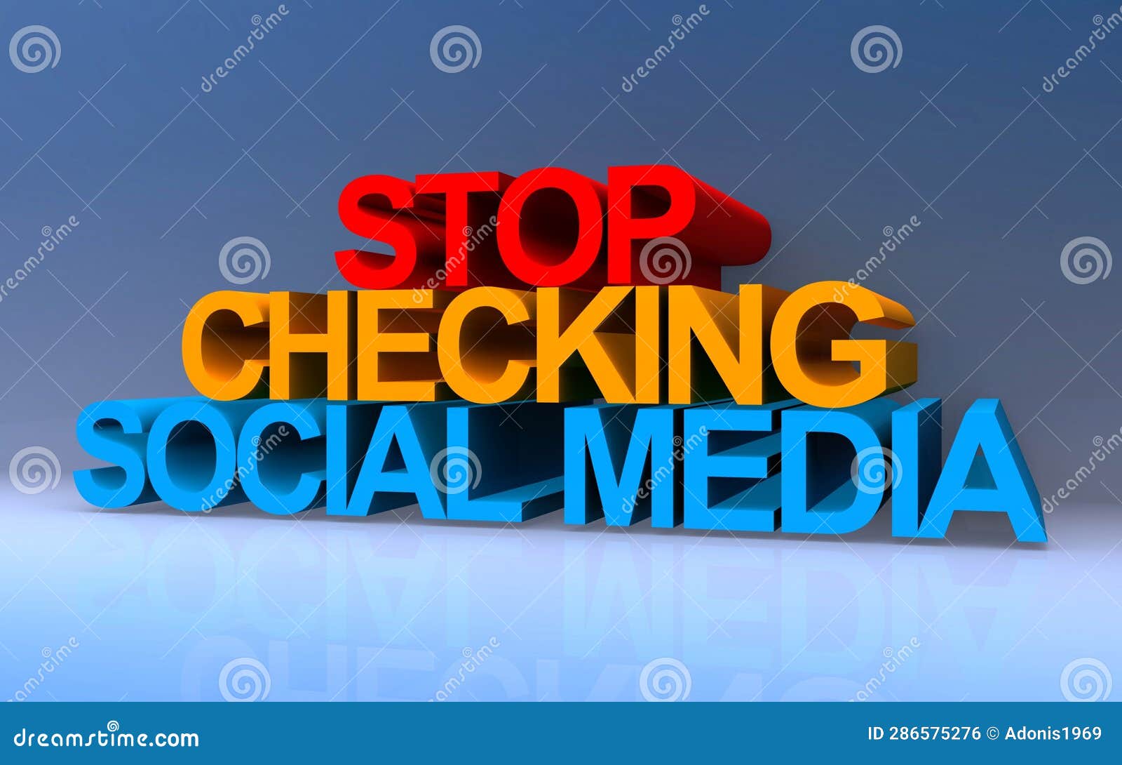 Stop Checking Social Media on Blue Stock Illustration - Illustration of ...