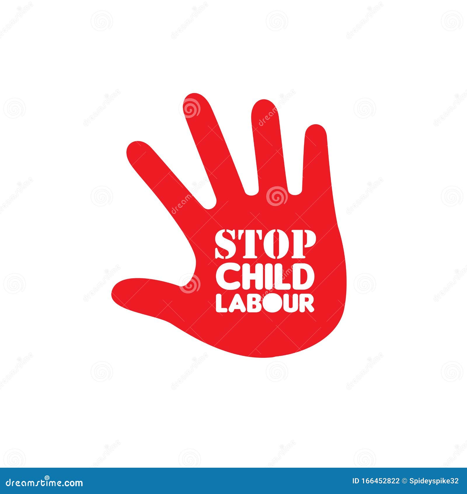 Stop Child Labor on the Red Hand Mark Stock Illustration - Illustration ...