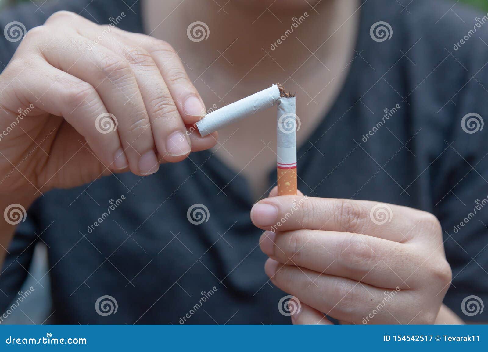Stop Cigarette, Woman Hands Breaking the Cigarette with Clipping Path ...