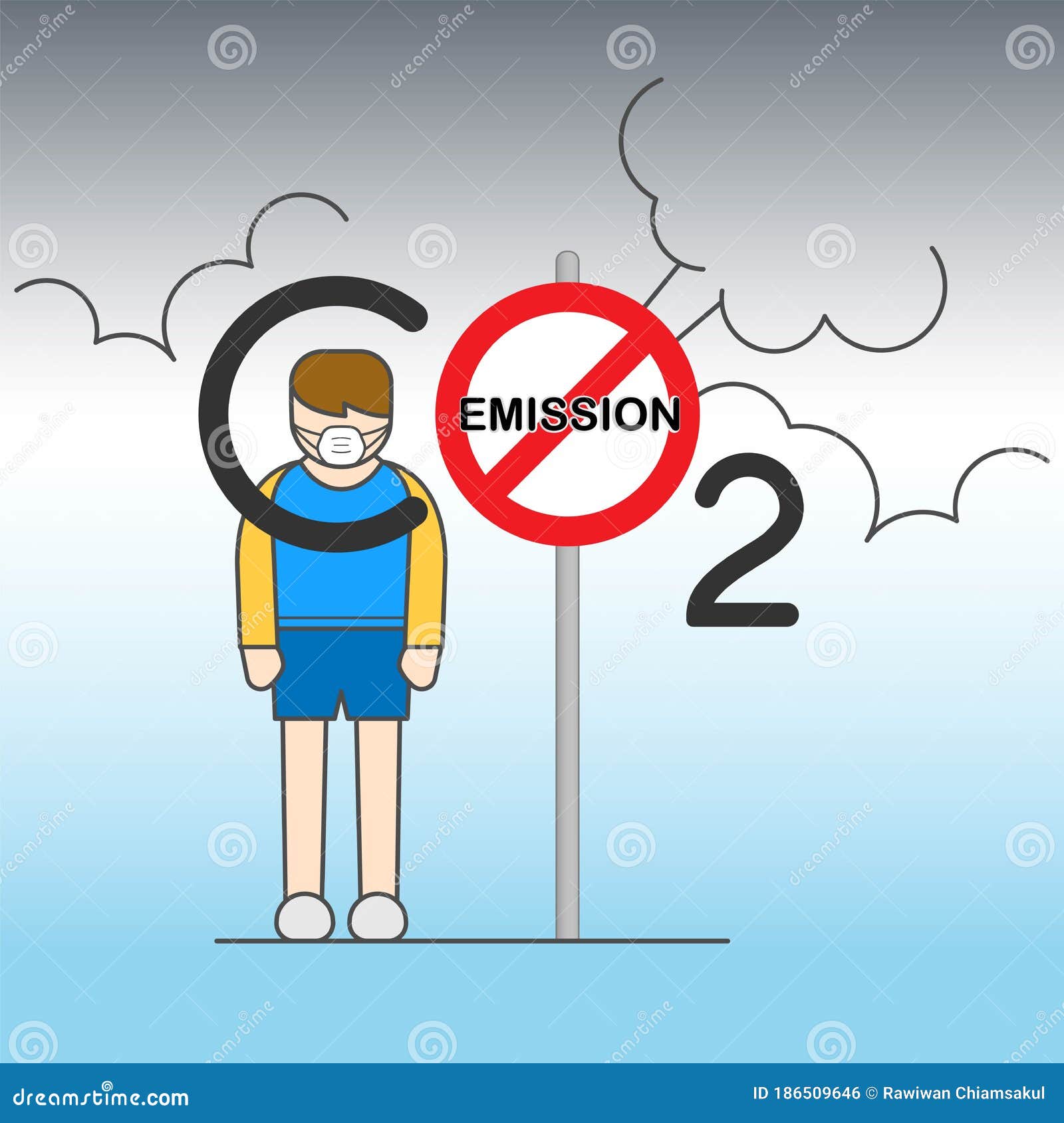 Stop Co2 Emission stock vector. Illustration of isolated - 186509646