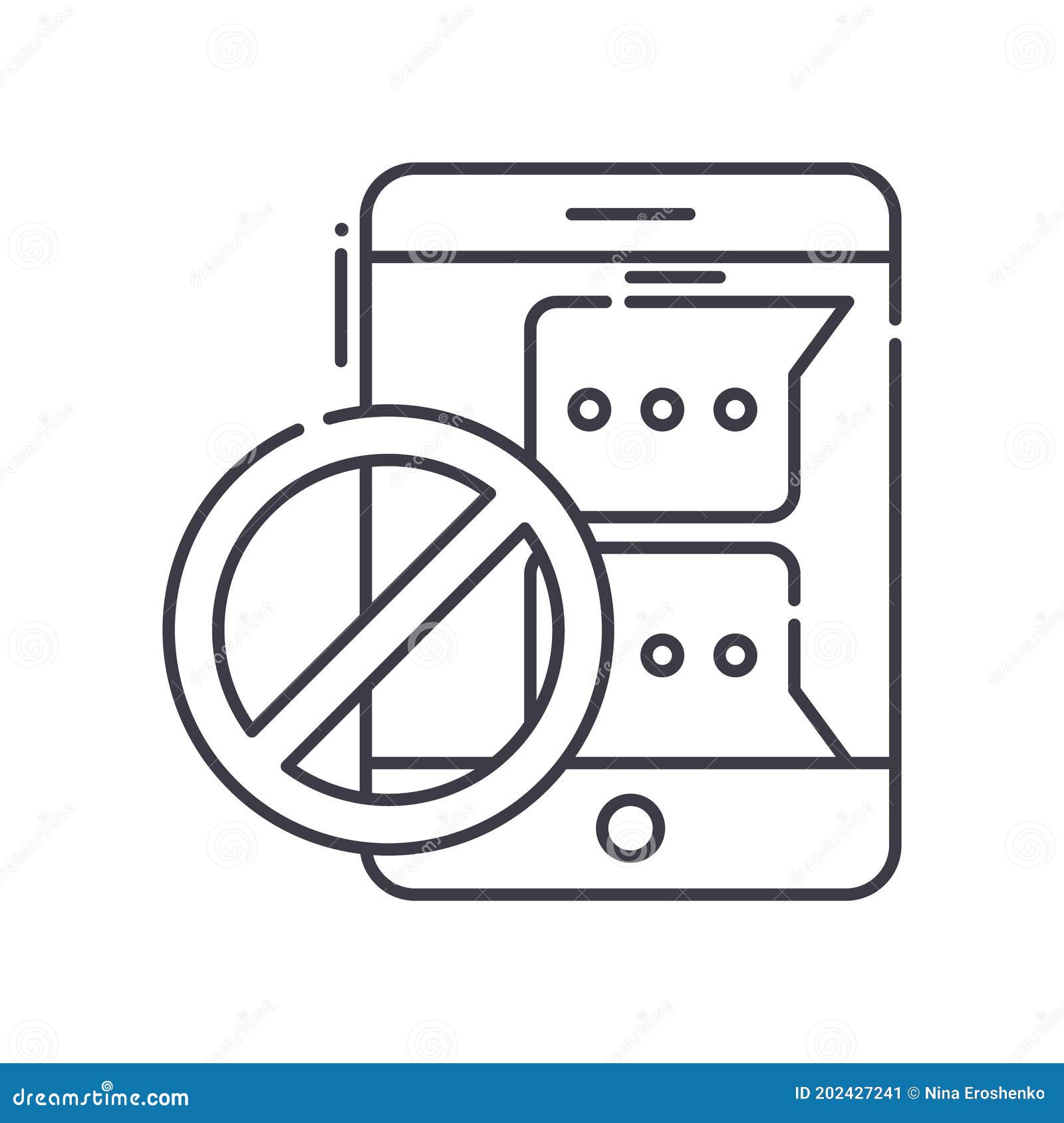 Stop Communication Icon, Linear Isolated Illustration, Thin Line Vector ...