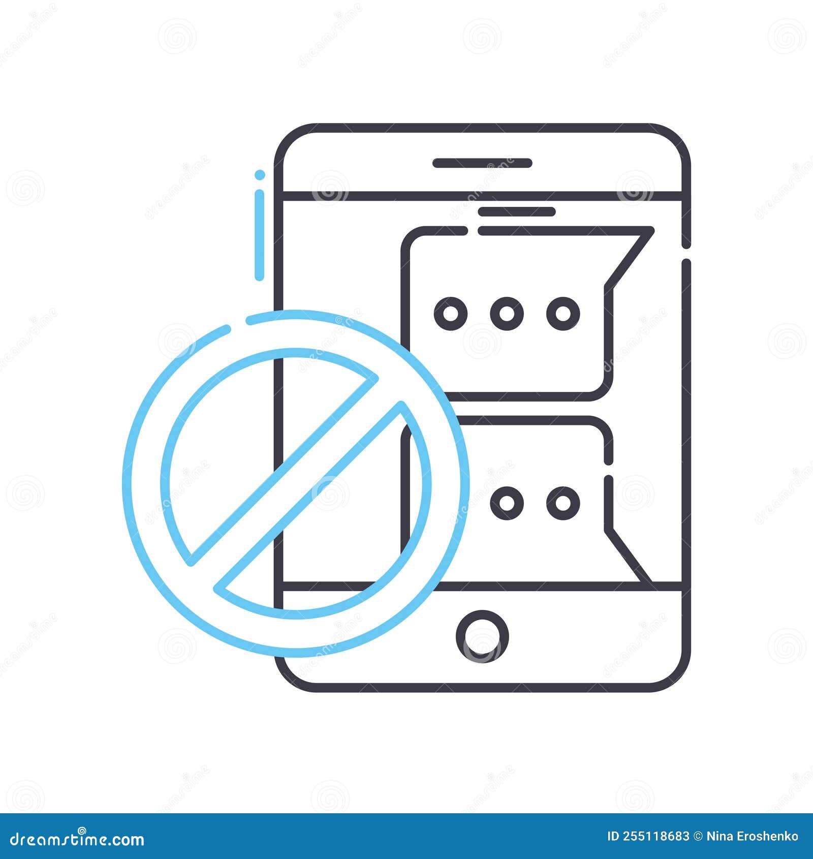 Stop Communication Line Icon, Outline Symbol, Vector Illustration ...