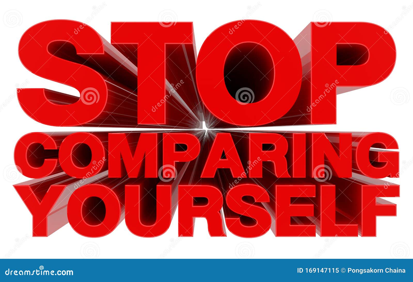 STOP COMPARING YOURSELF Red Word on White Background 3d Rendering Stock ...