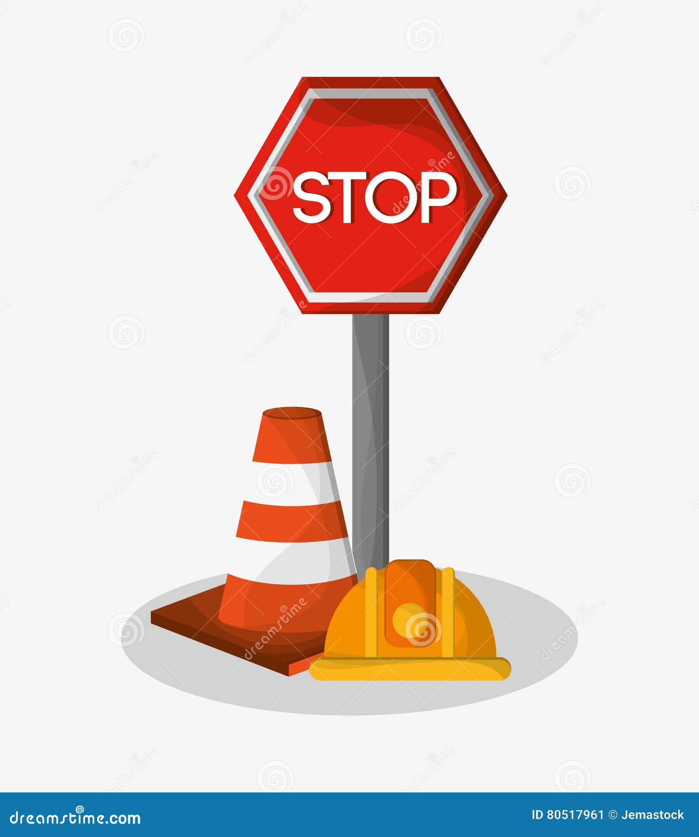 Stop Cone and Helmet of Under Construction Design Stock Vector ...