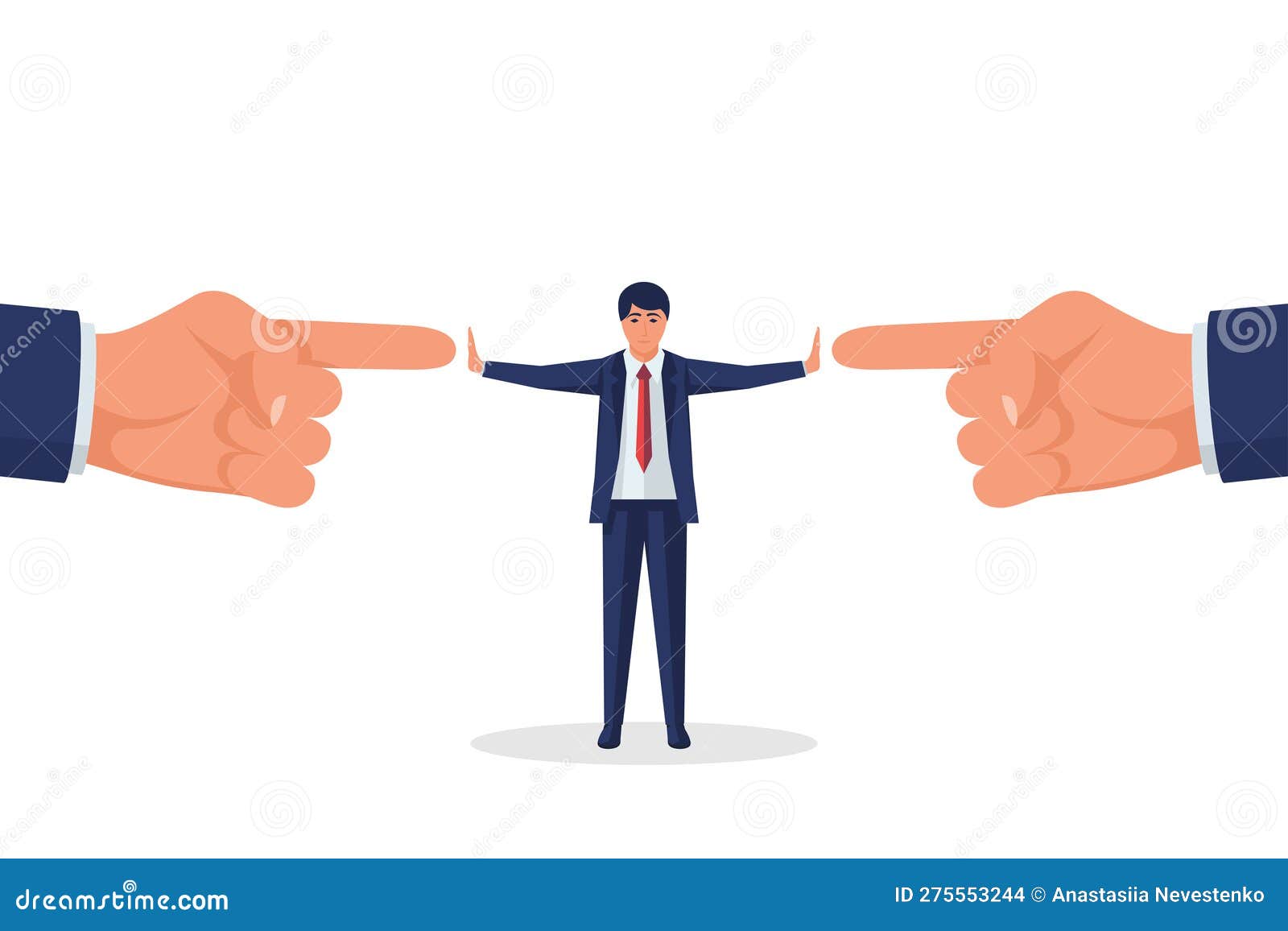 Stop Conflict. Businessman Referee Finds Compromise. Vector Flat. Stock ...