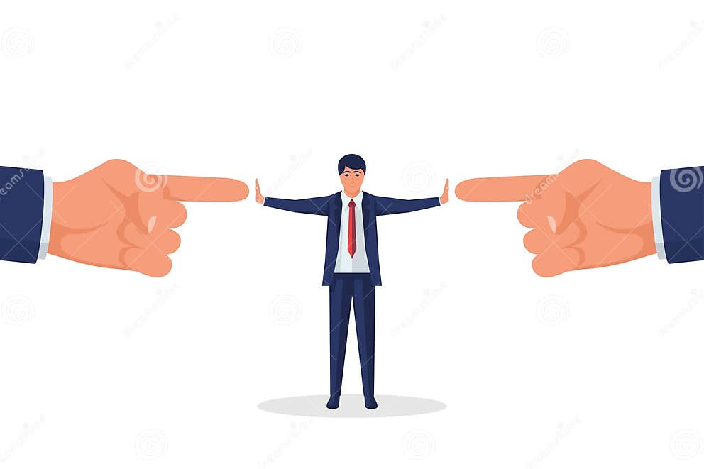 Stop Conflict. Businessman Referee Finds Compromise. Vector Flat. Stock ...
