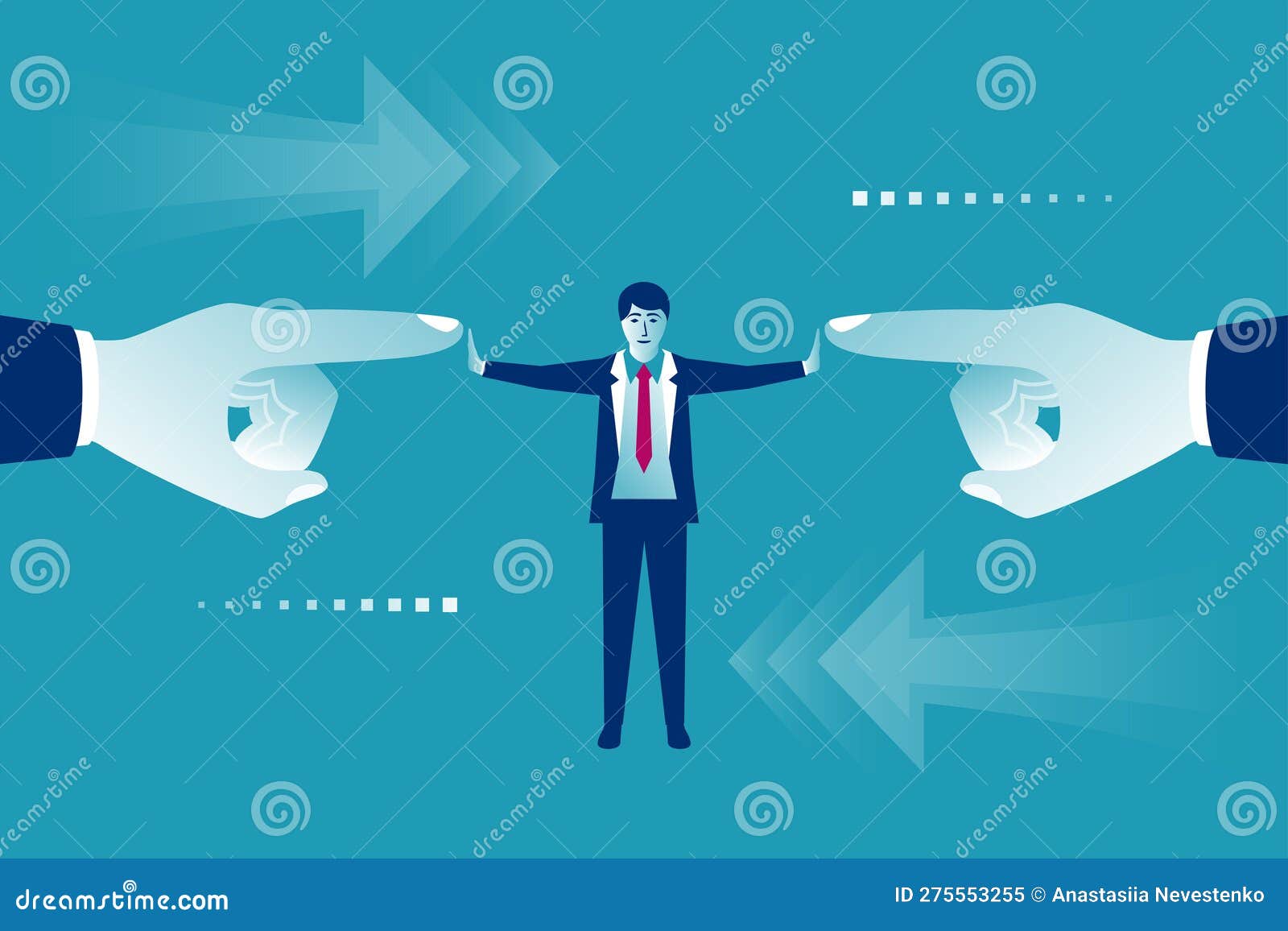 Stop Conflict. Businessman Referee Finds Compromise. Vector Flat. Stock ...