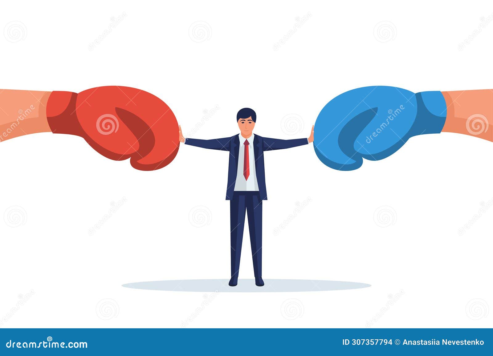 Stop Conflict. Businessman Referee Finds Compromise. Mediator Solving ...