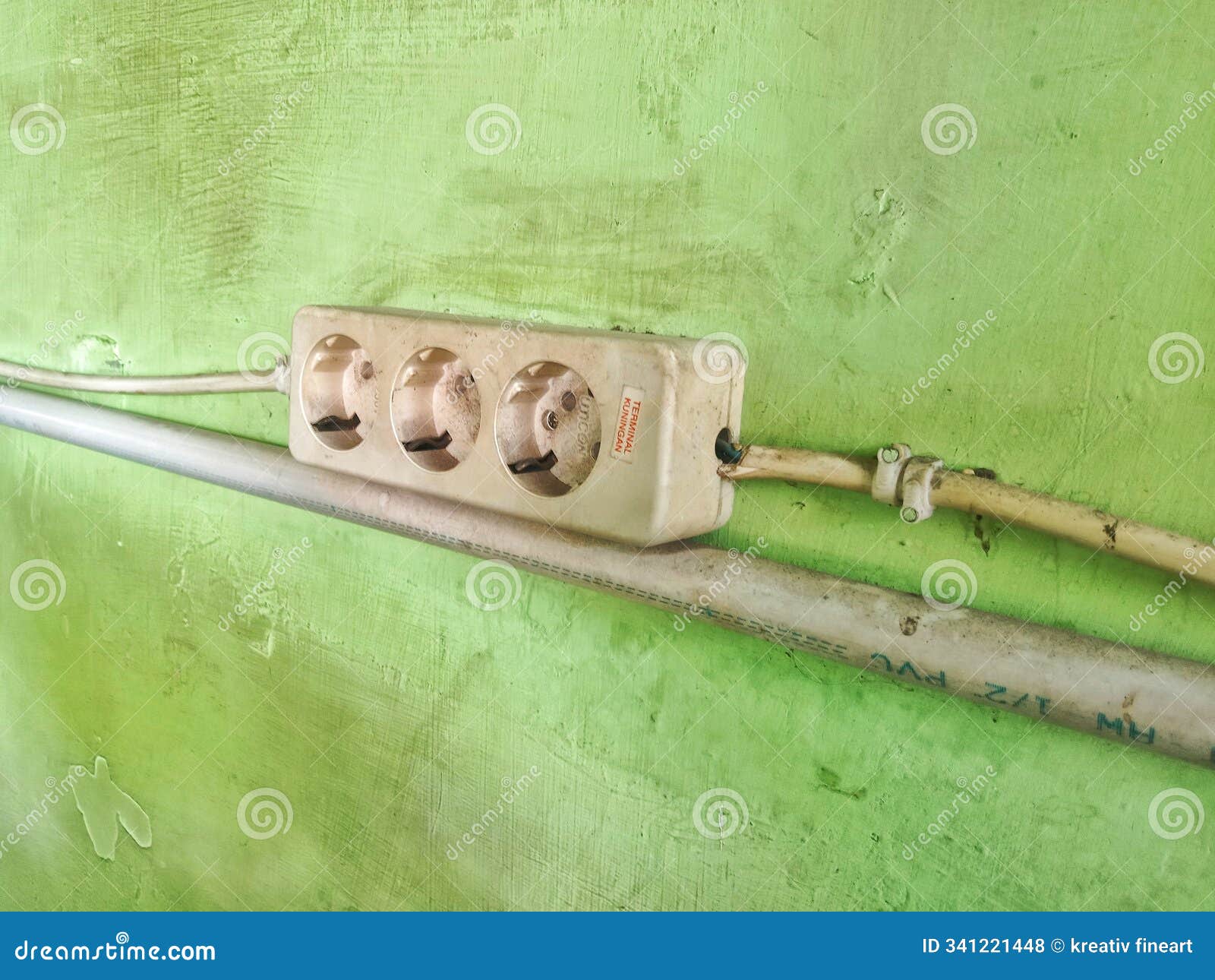 Stop Contact Electrical in Green Wall Stock Photo - Image of wall ...