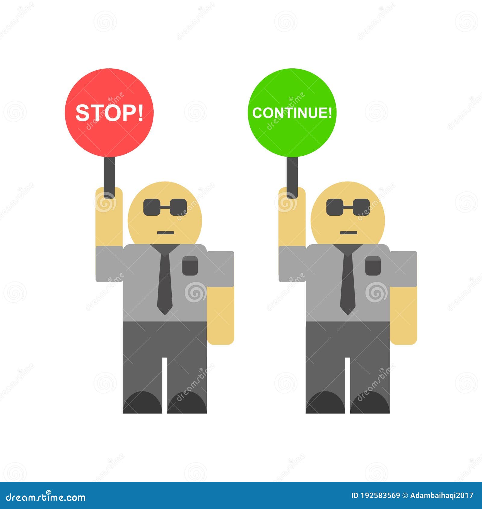 Stop and Continue Illustrations, Warnings, Notifications, Road ...