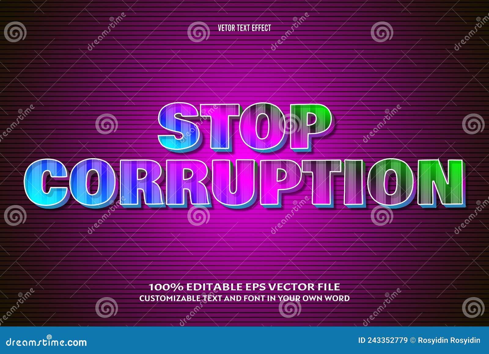 Stop Corrupt Editable Text Effect 3 Dimension Emboss Comic Style Stock ...