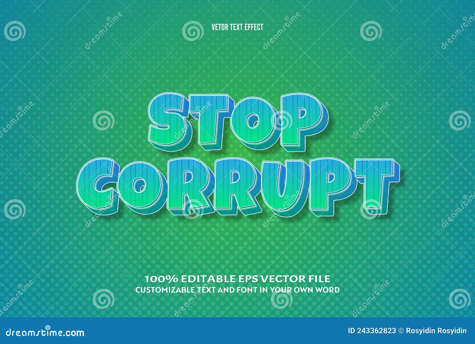 Stop Corrupt Editable Text Effect 3 Dimension Emboss Comic Style Stock ...