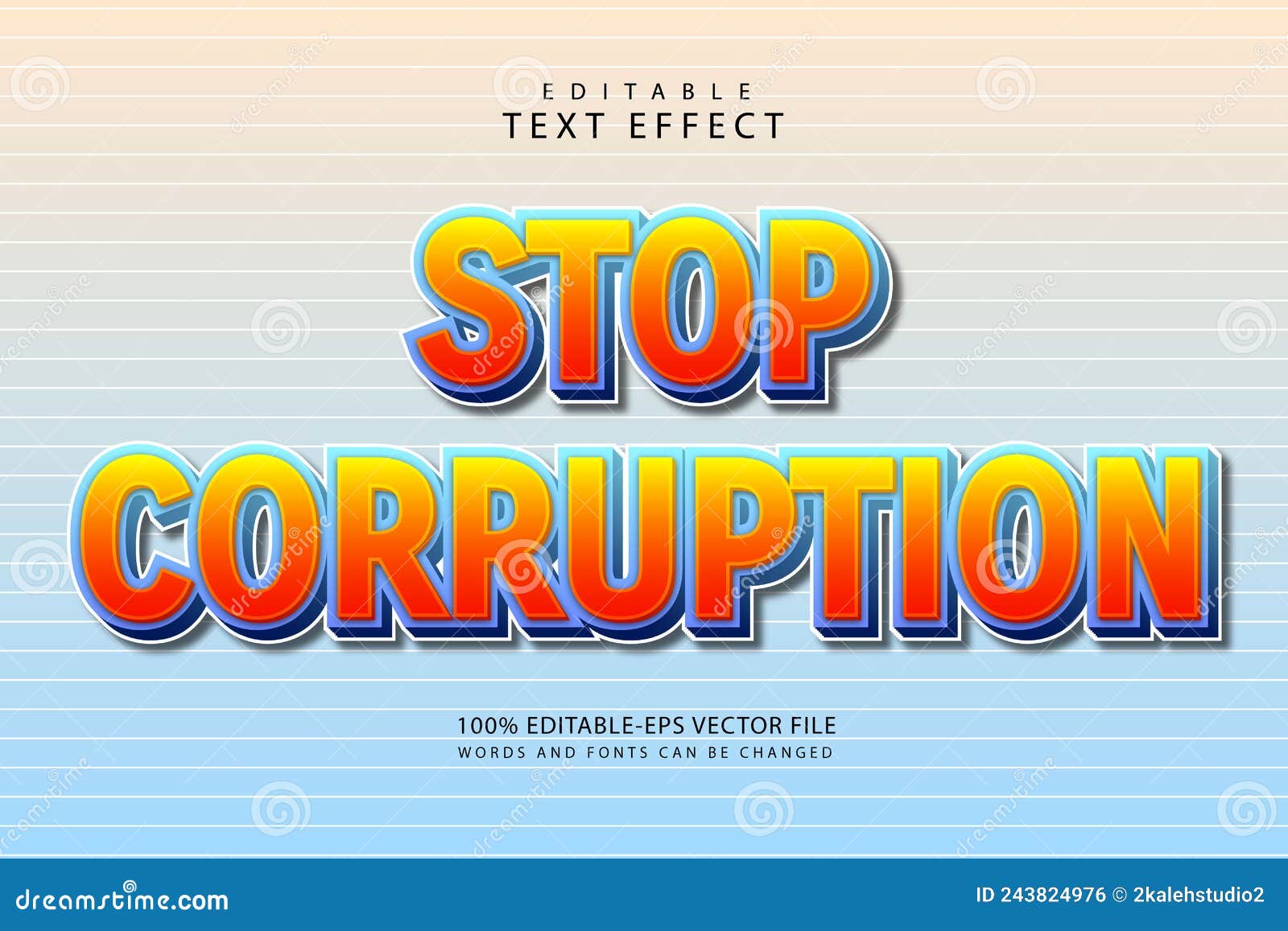 Stop Corruption Editable Text Effect 3 Dimension Emboss Cartoon Style ...