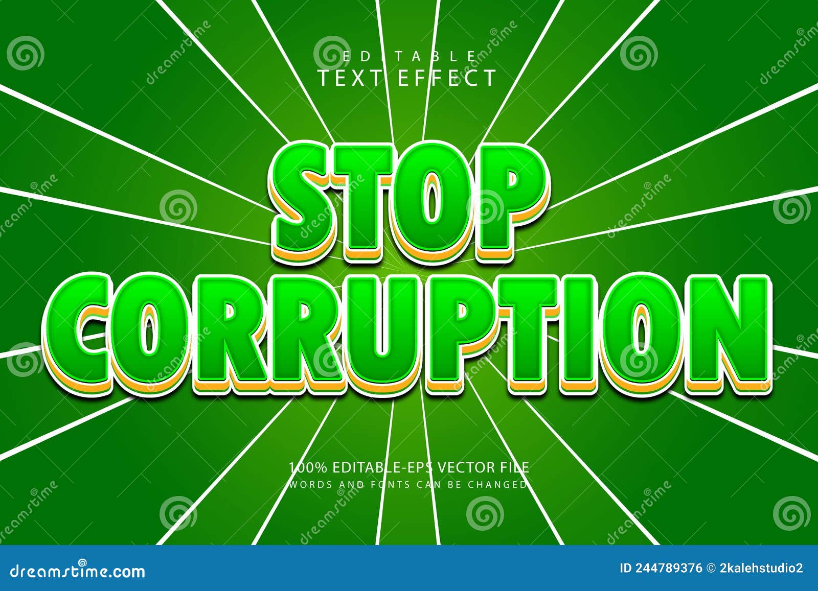 Stop Corruption Editable Text Effect 3 Dimension Emboss Cartoon Style ...