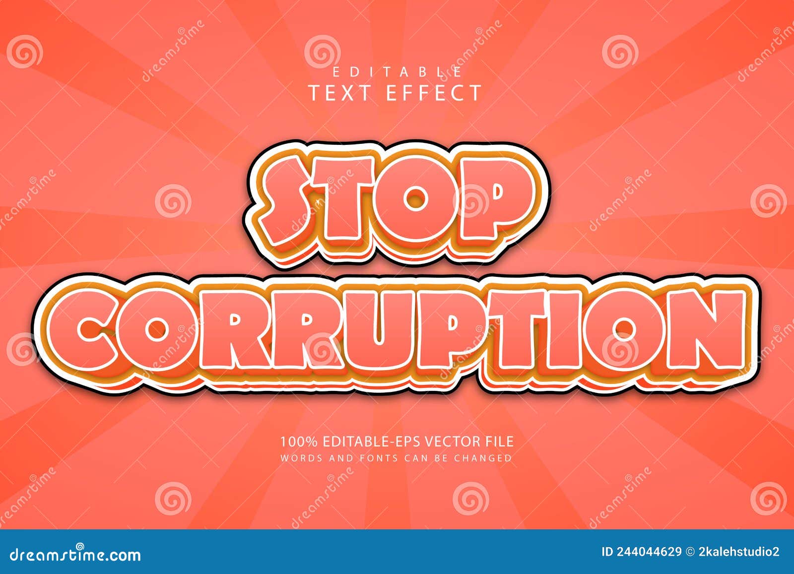 Stop Corruption Editable Text Effect 3 Dimension Emboss Cartoon Style ...