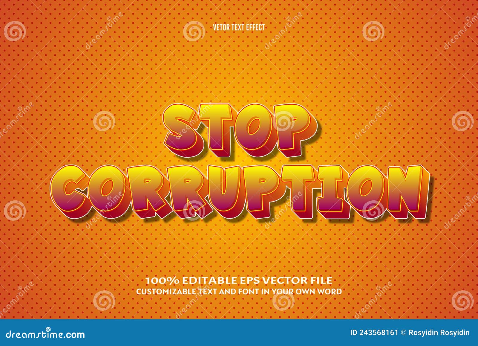 Stop Corruption Editable Text Effect 3 Dimension Emboss Comic Style ...