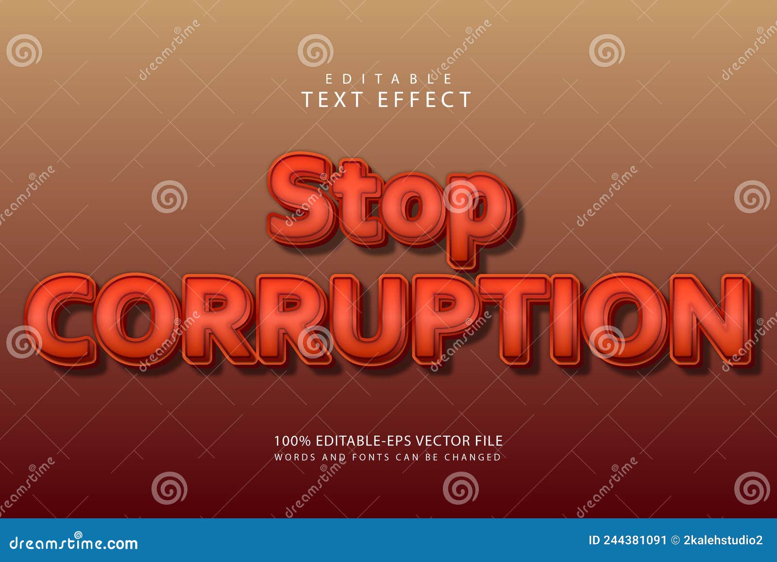 Stop Corruption Editable Text Effect 3 Dimension Emboss Modern Style ...