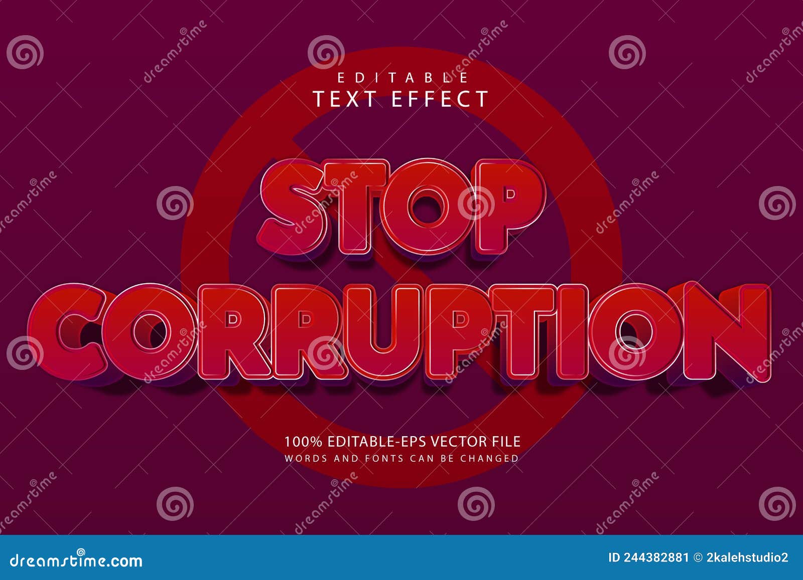 Stop Corruption Editable Text Effect 3 Dimension Emboss Modern Style ...