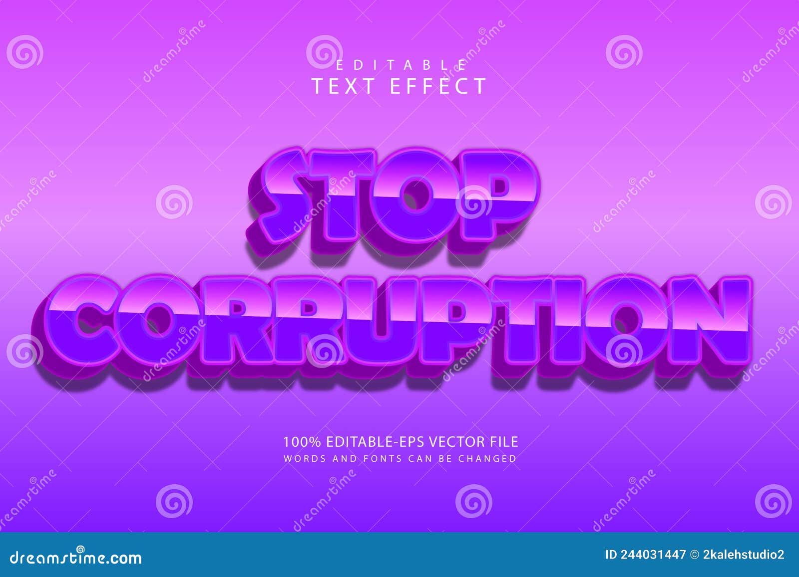 Stop Corruption Editable Text Effect 3 Dimension Modern Style Stock ...
