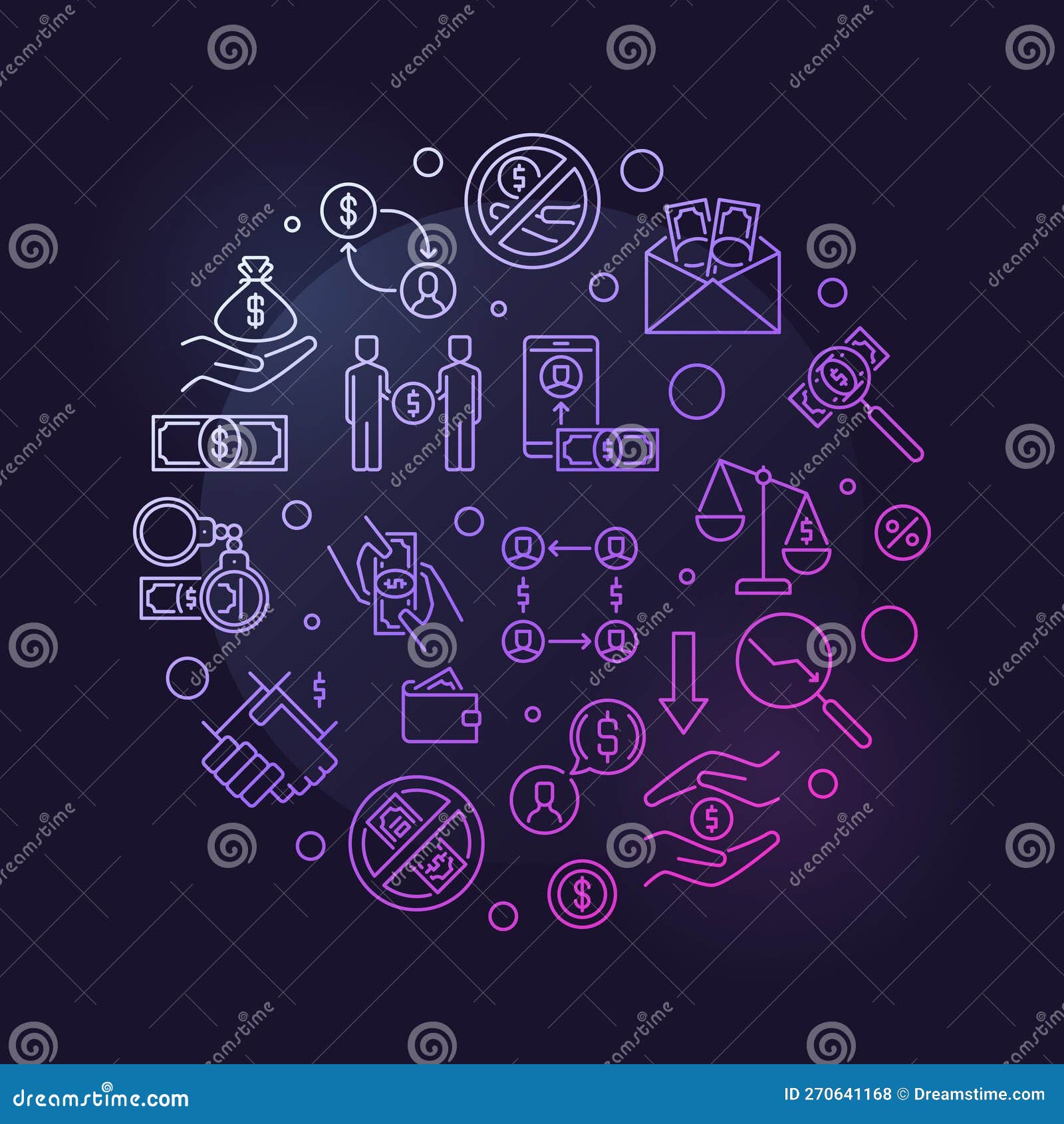 Stop Corruption Vector Bribery Concept Outline Round Colorful Banner Stock Illustration