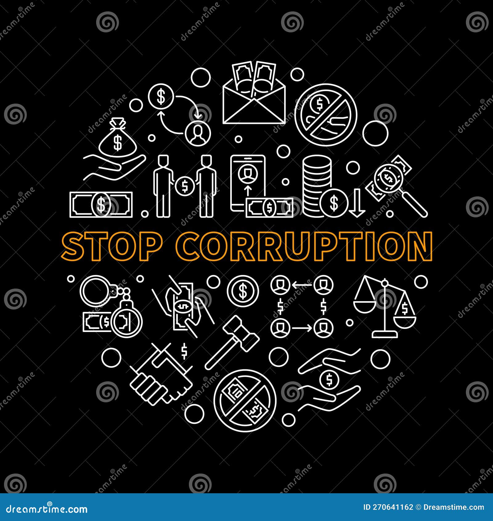 Stop Corruption Vector Outline Round Concept Minimal Banner Stock ...