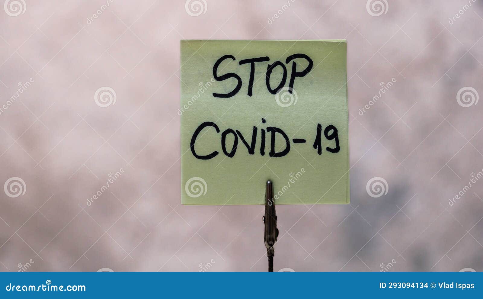 Stop Covid-19 Handwriting Text on Memo Post Reminder Isolated with Copy ...