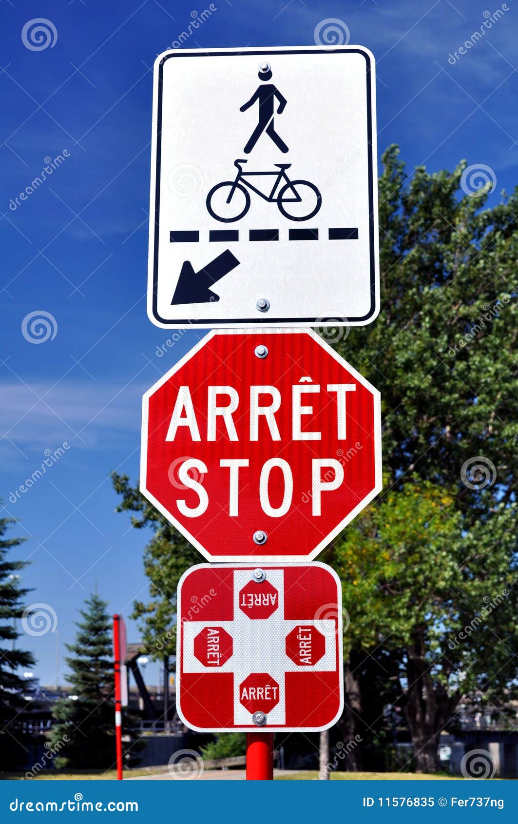 French Stop Sign With Canadian Flag Royalty-Free Stock Photo ...